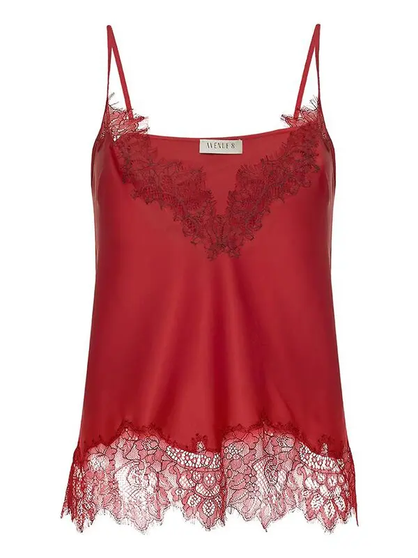 AVENUE 8 Silk Lace Camisole - Red