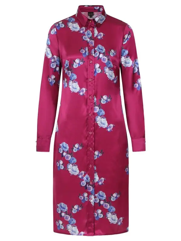 SOPHIE CAMERON DAVIES Berry Peony Silk Midi Dress - Pink