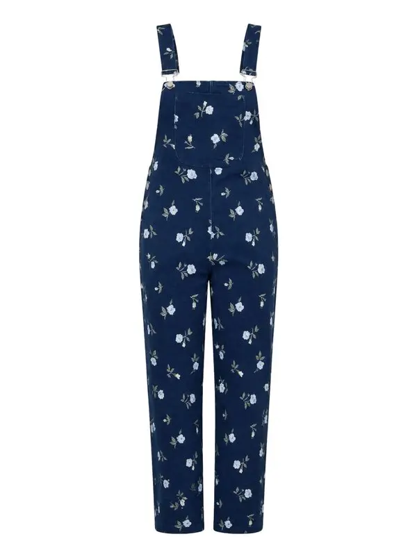 Mind Traveler Nina Navy Floral Dungarees - Blue