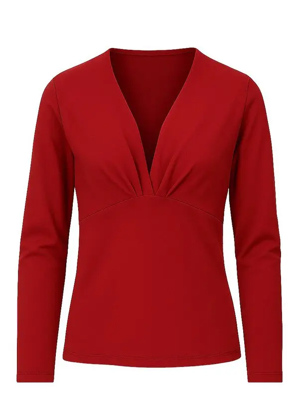 CONQUISTA Burgundy Viscose-wool Long Sleeve Top - Red