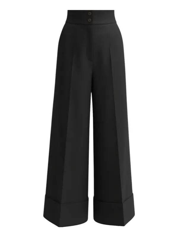 JULIA ALLERT High-waisted Wide-leg Pants With Cuffs - Black