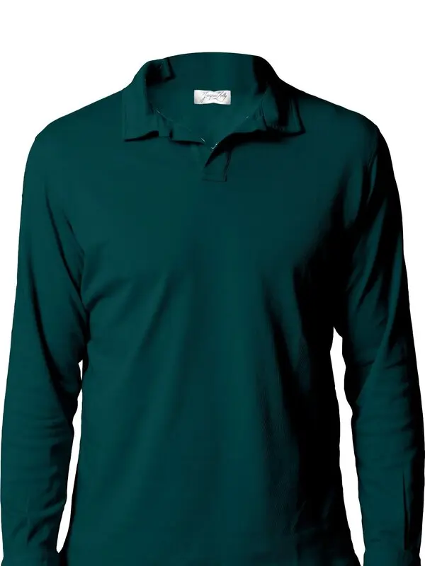 Jacques Zolty Paul Cotton Polo Long Sleeve Forest - Green