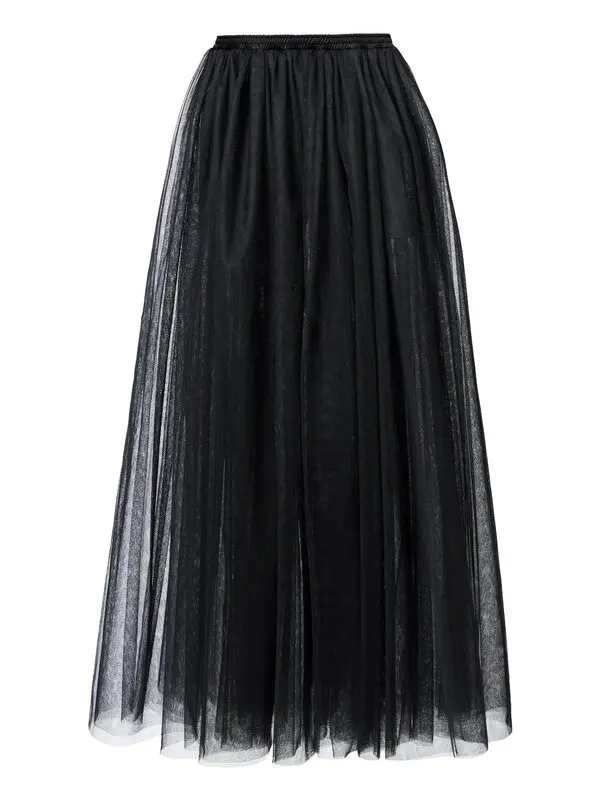 LIA ARAM Pocketed Tulle Maxi Skirt - Black