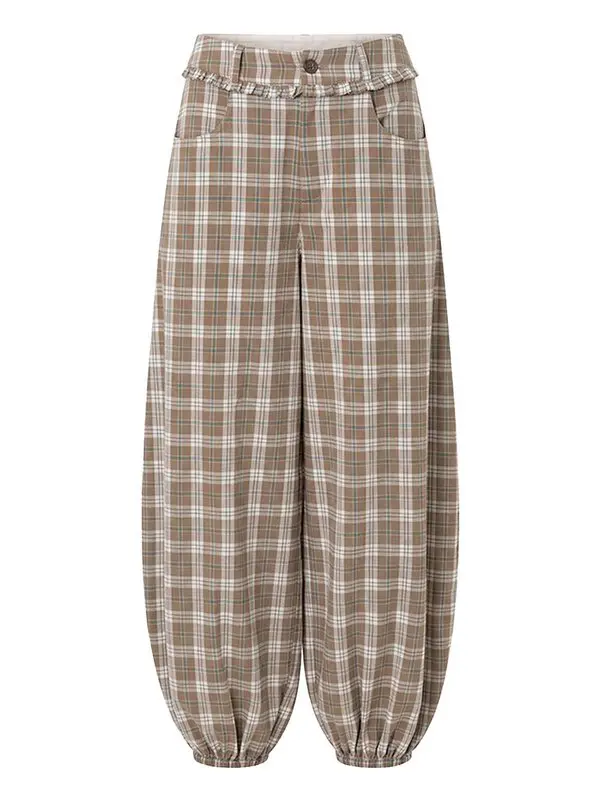 AMY LYNN Esme Check Cotton Balloon Trousers - Green