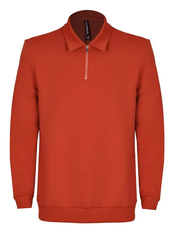 DAVID WEJ Enzo Cotton Zip Polo - Orange