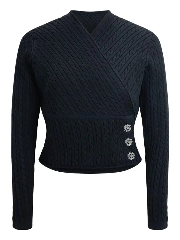 ROCH PEREL Black / Silver Black Embellished Cable Wrap - Black/silver