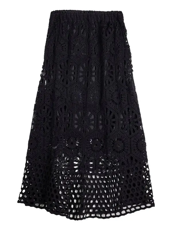TANTRA SPAIN SL Midi Crochet Skirt - Black