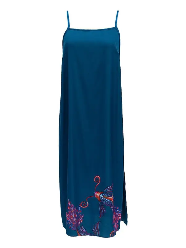 JANARA JONES Koi Fish Print Satin Cami Top - Blue