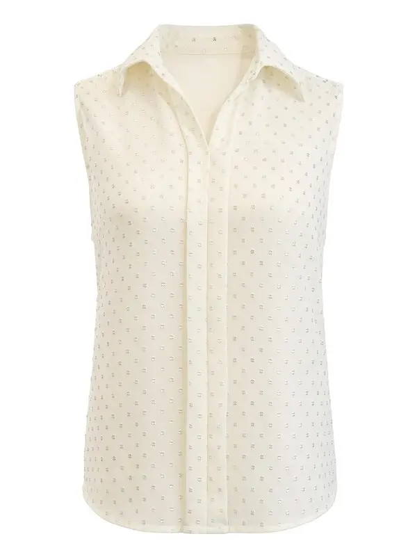CHIARELLA Neutrals / Frida Blouse- Ivory Shimmer - Silver