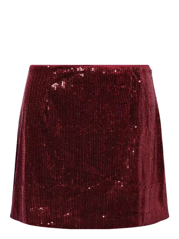 AMY LYNN Astrid Burgundy Sequin Mini Skirt - Red