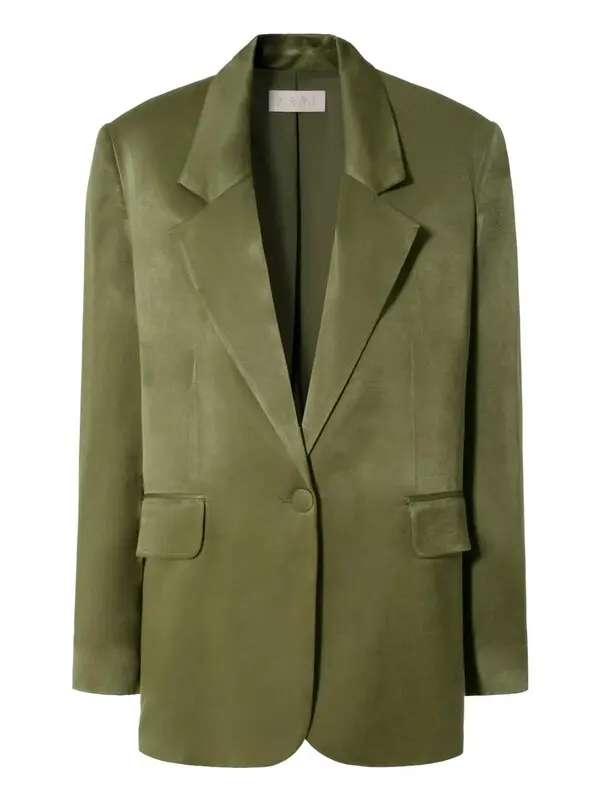 AGGI BY HALEWSKI Bellamy Satin Olive Branch Blazer - Green