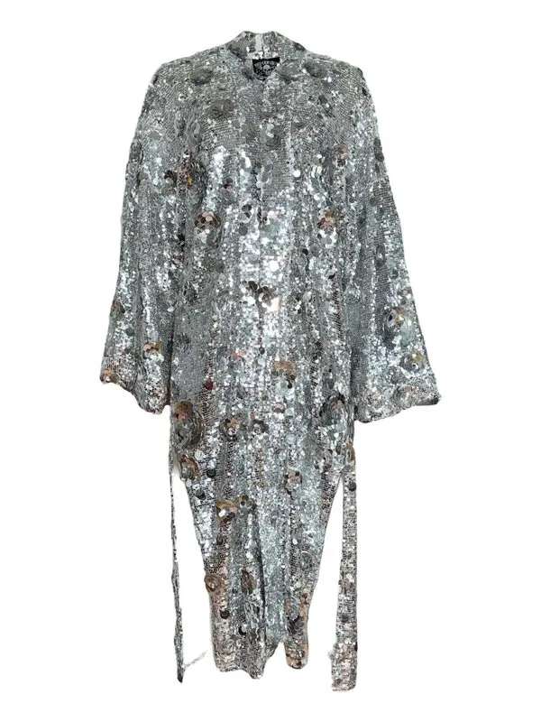 ANY OLD IRON Petal To The Metal Sequin Duster - Silver