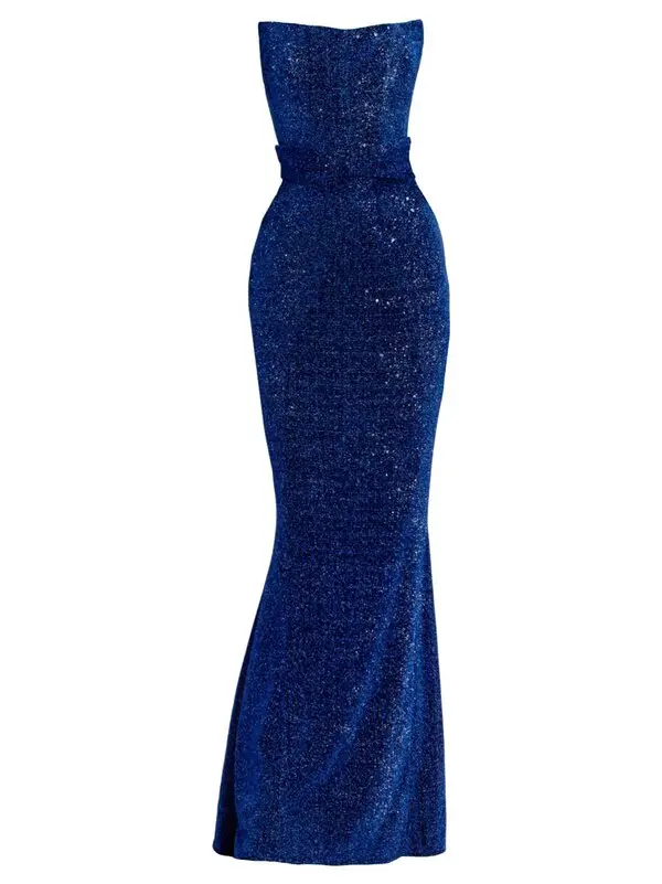 ANGELIKA JOZEFCZYK Moon Shimmering Evening Gown Navy - Blue