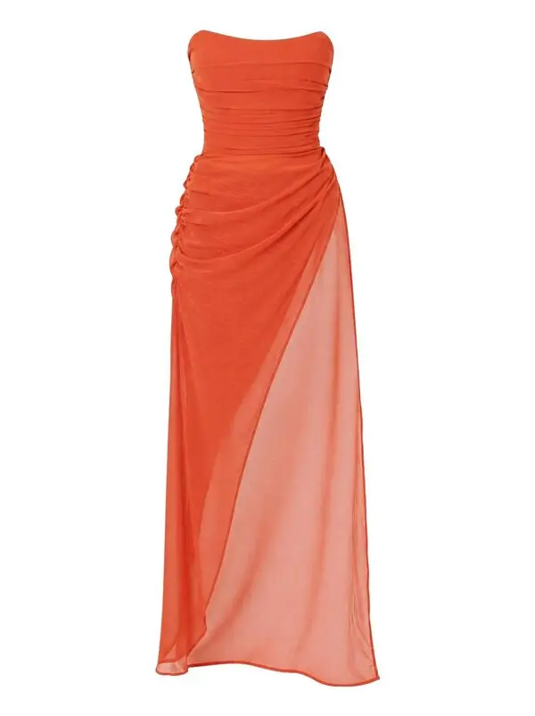 SAN MALÓ Chiffon Draped Top - Red