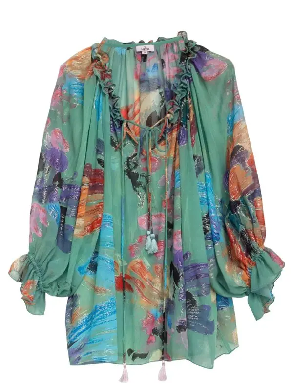NIZA Midi Shirt Dress With Front Slit And Adjustable Tie - Green