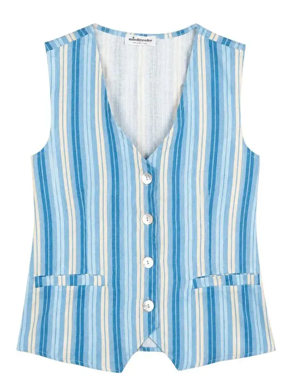 Mind Traveler Ana Linen Vest Top - Blue