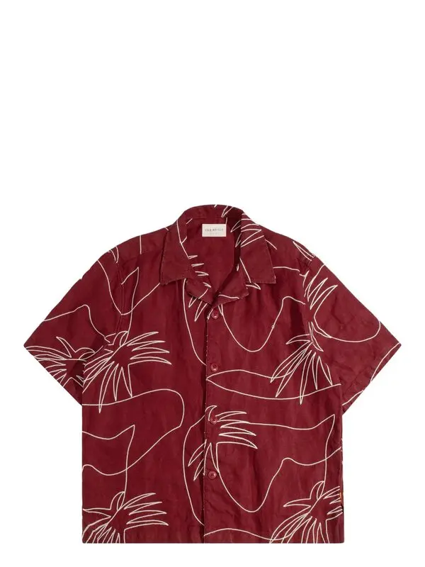 FAR AFIELD Veloso Palm Embroidery Shirt - Red
