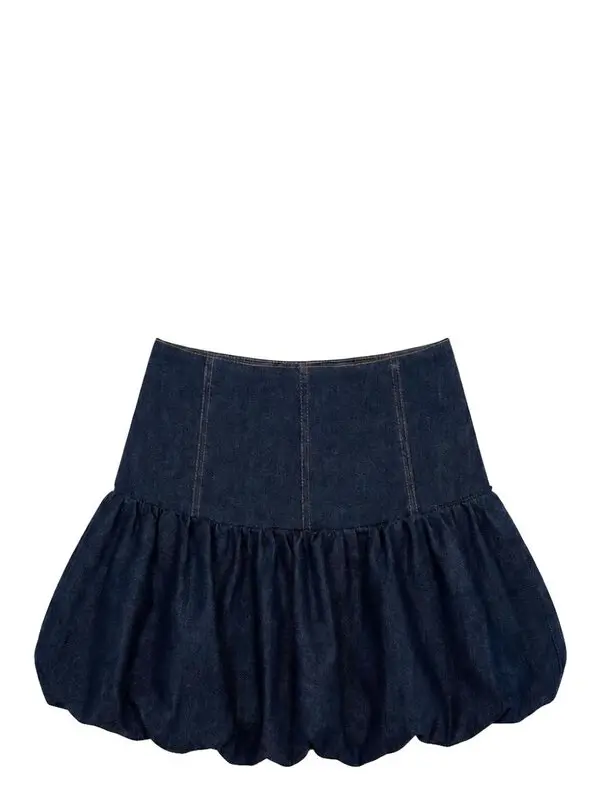 Carmen Says Denim Fawn Balloon Mini Skirt - Blue