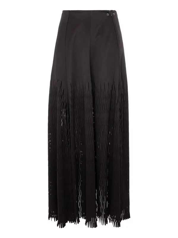 SILVIA SERBAN Long Laser Cut Paneled Skirt - Black