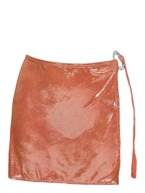 AULALA PARIS The Sundown Metallic Side-ring Mini Skirt - Orange