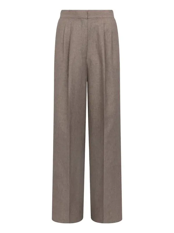 TRIONA Neutrals / Taupe Irish Linen Bridget Trousers - Brown