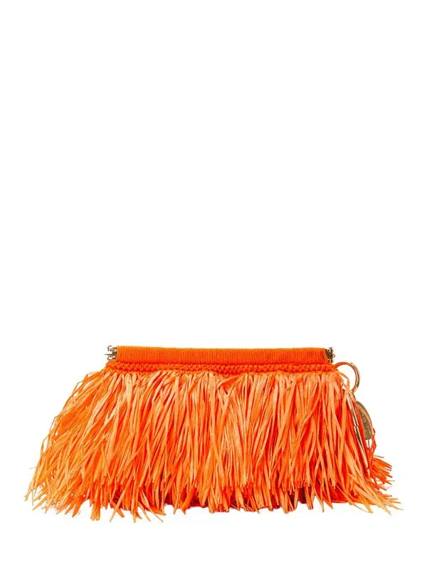 SPEIRA Clutch With Raffia Fringes - Orange