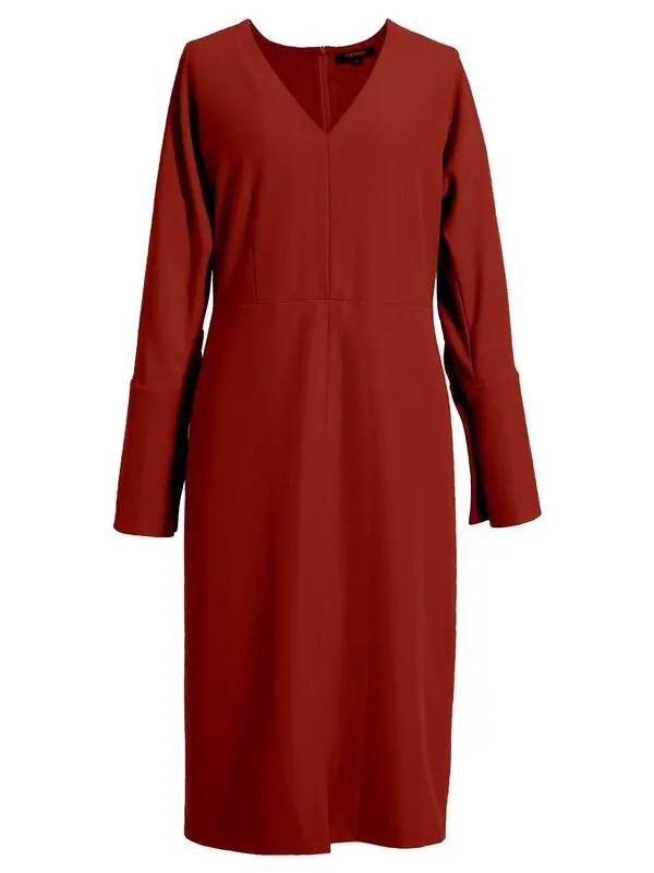SMART AND JOY Bat Sleeves And V-neck Dress Rust - Red