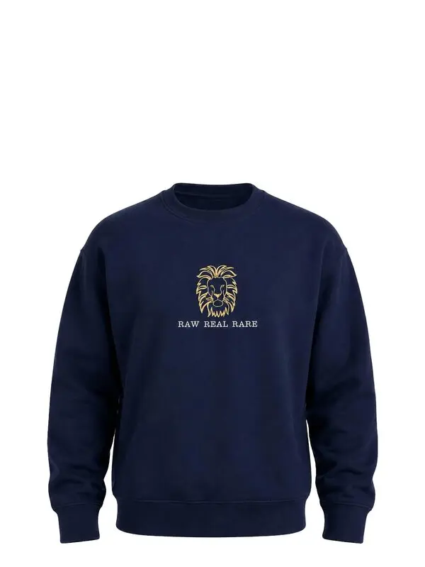 NOOLTRENDS Gold Lion Embroidered Sweatshirt Gender Neutral - Blue