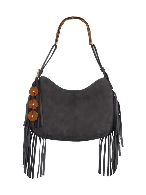 F3ROG BY RANA Suede Fringe Gordon Bag - Grey