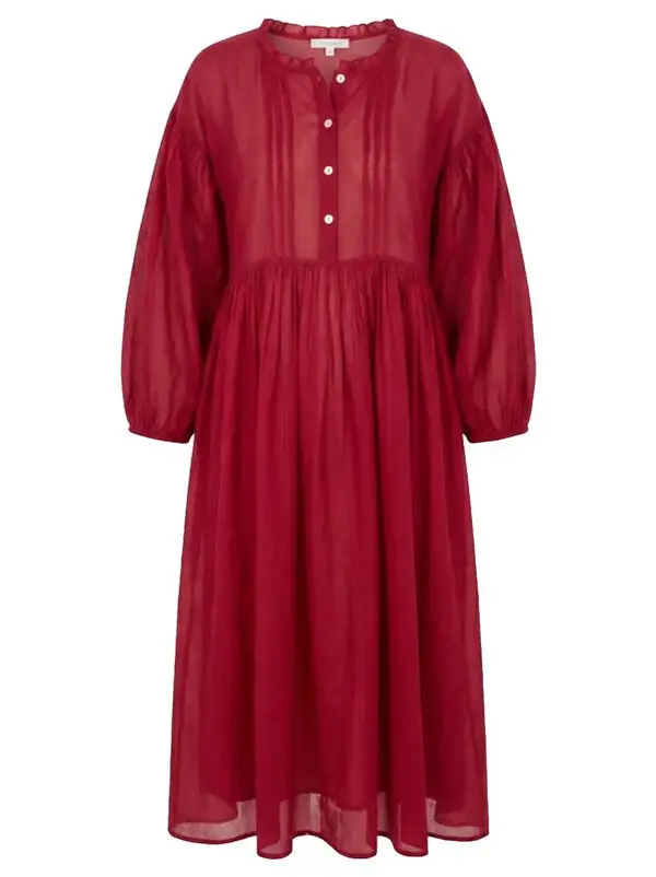 Adrift Clothing Coco Cotton Silk Dress In Scarlet - Red