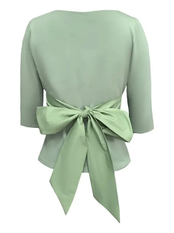 FROCK TALES Primrose Top With Bow In Sage - Green