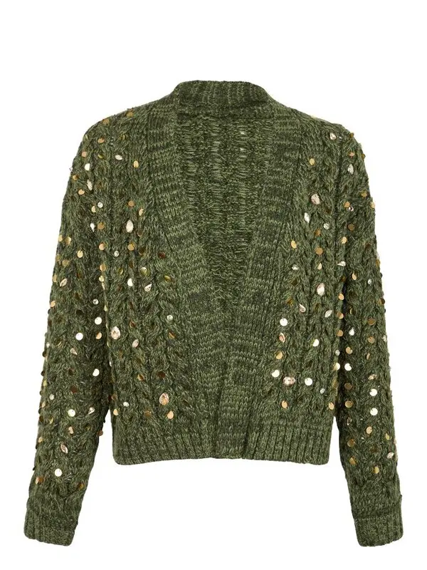Saachi Deco Cable Knit Cardigan - Green