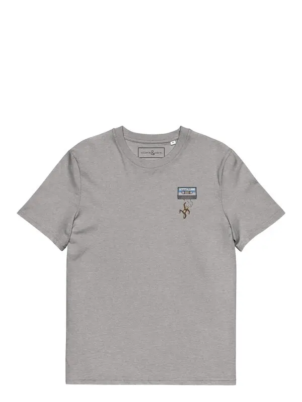 ANCHOR & CREW Heather Cassette Monkey Organic Cotton Embroidered T-shirt - Grey