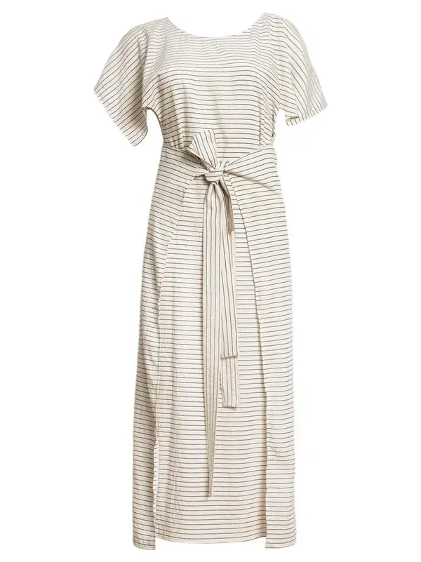 BIANCA POPP Neutrals Everyday Beach Dress In Beige With Black Stripes - Beige/black