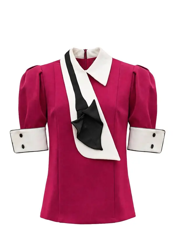 JULIA ALLERT Statet Blouse With White Collar And Cuffs – Fuchsia - Pink