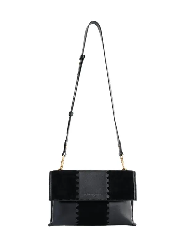 ORANGE CUBE Square Stitch Messenger Bag - Black