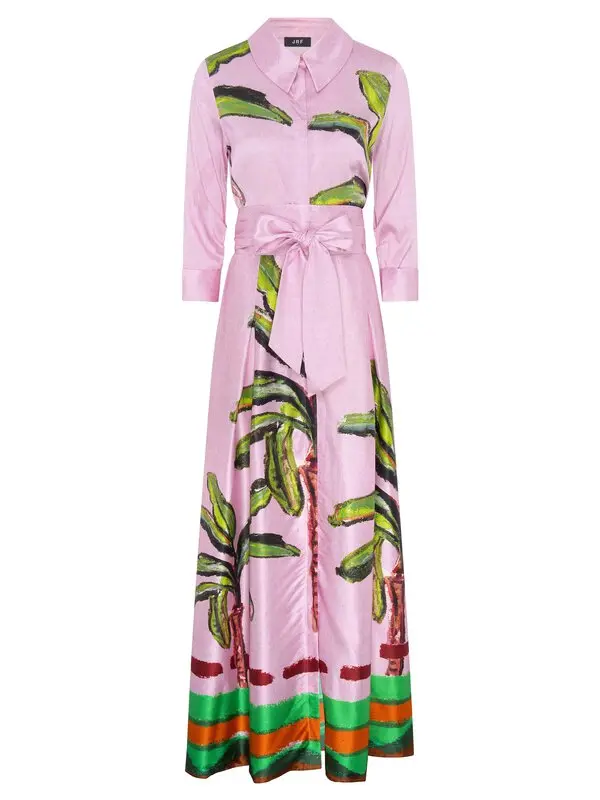 JESSICA RUSSELL FLINT Belted Maxi Shirt Dress Kumulau - Pink