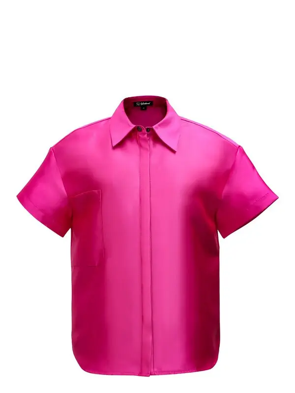 SMART AND JOY Short Sleeve Shirt In Taffeta - Pink