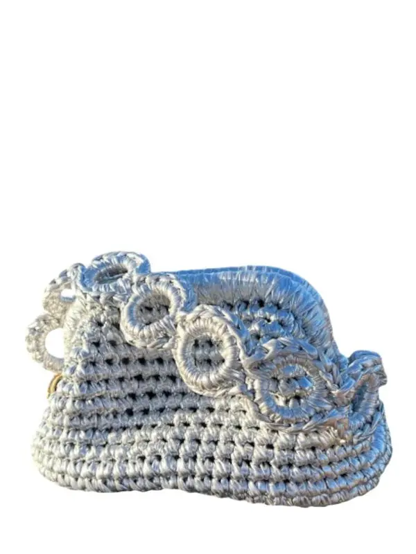 SIBYLLA DELPHICA Mini Metallic Crochet Clutch Bag Persefoni - Silver