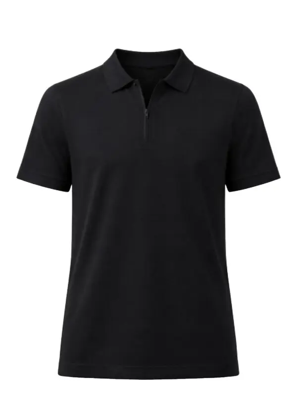 NUVV COLLECTION S Zip-neck Polo – Lightweight Knit – Rayon Blend - Black