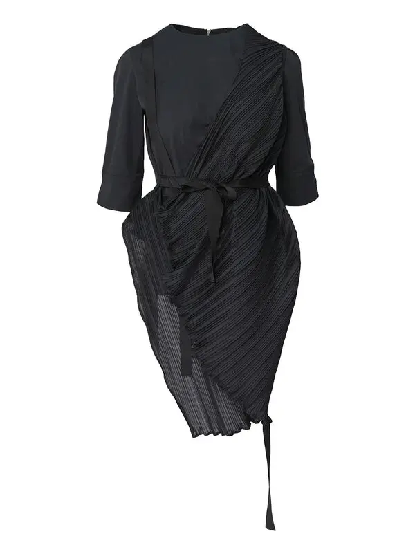 LARISA DRAGNA Cotton Blouse With A Pleated Ruffle Zoe - Black