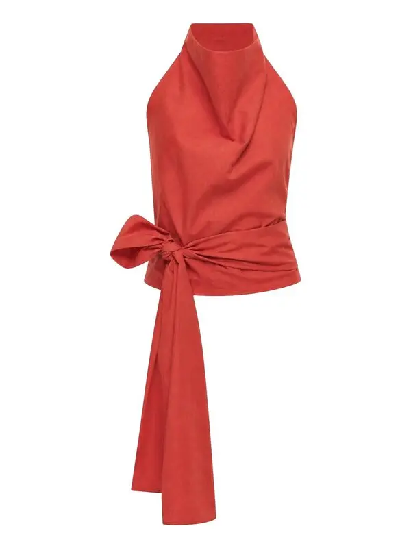 MIRIMALIST Azur Top Linen - Red