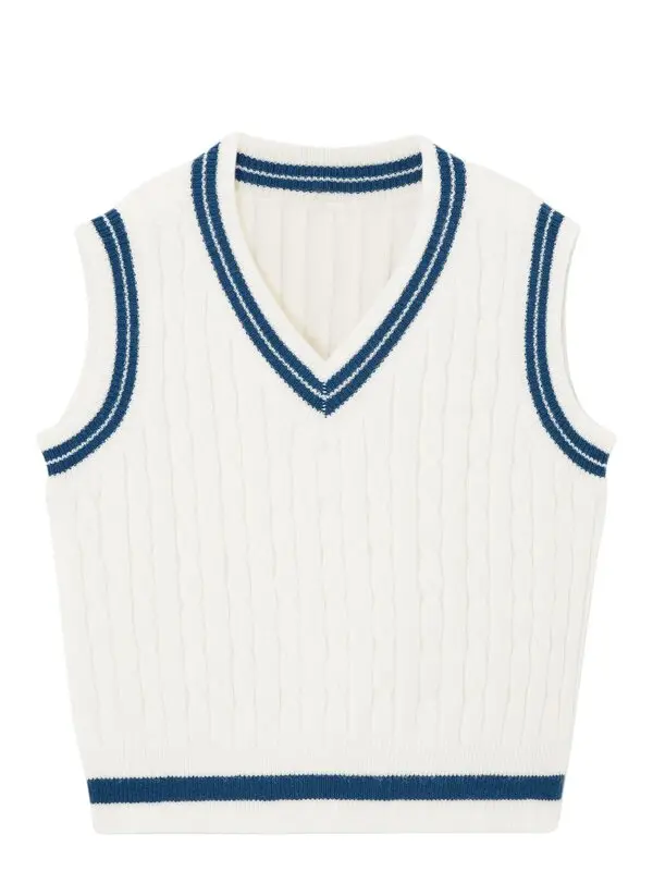 VICTORIA PAULSEN Blue / White Anne Sweater Vest White - Blue/white
