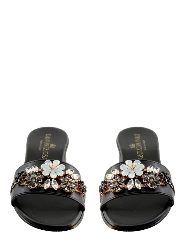 DAMAPREZIOSA Flora Vegan Mule Sandals With Heel - Black