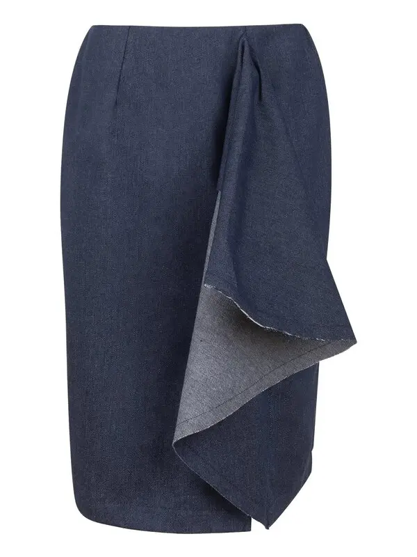 GUNDA HAFNER LTD Navy Denim Skirt With Ruffles - Blue
