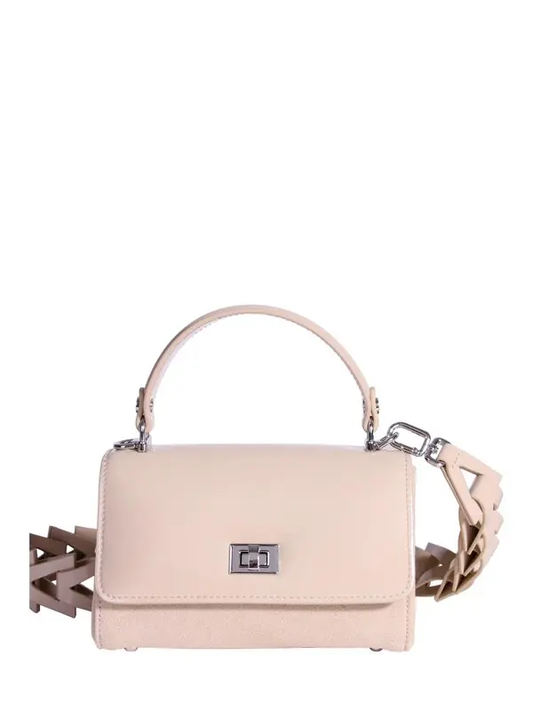 JURGI BRAND Neutrals Sand Patent Leather & Suede Lili Top Handle Bag - Black