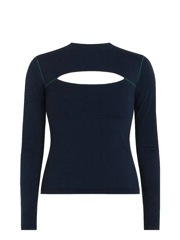 YORSTRULY Cut-out Top Techsilk Everday Top - Blue