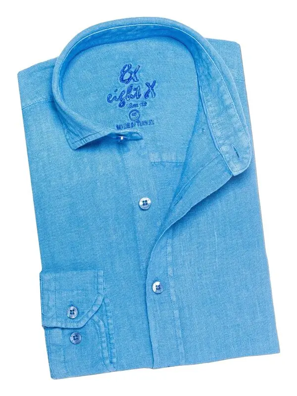 EIGHT X Linen Button Down Shirt Cerulean - Blue