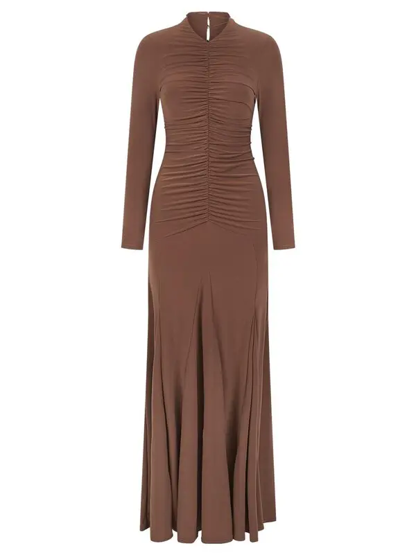 CELESTINE & MAE Zinnia Maxi Dress In Woodsmoke Tan - Brown
