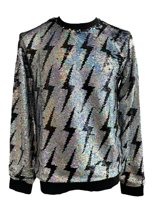 ANY OLD IRON Iridescent Lightning Sequin Sweatshirt - Silver